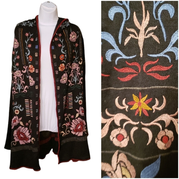 Adore | Tops | Adore Embroidered Hoodie Cardigan | Poshmark